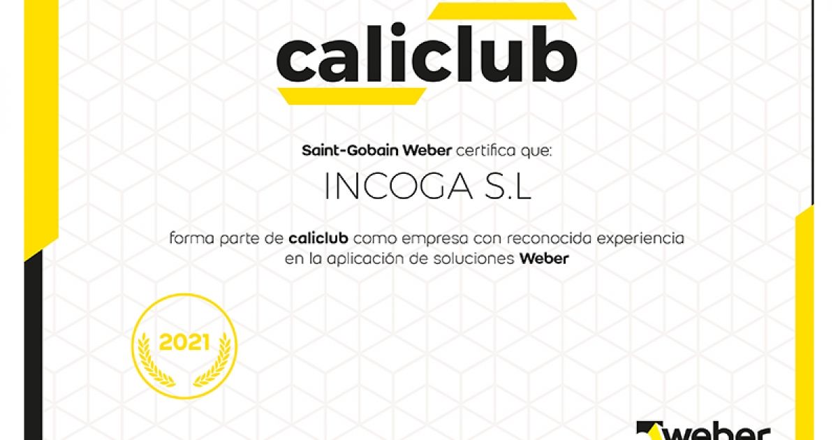 Saint-Gobain Weber certifies INCOGA as a company with recognized ...